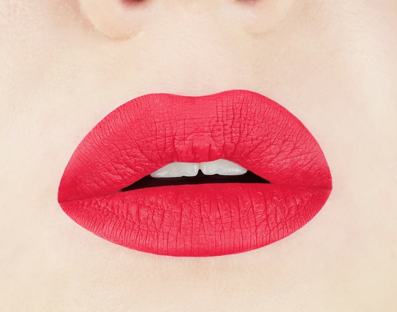 Cherry Red Matte Liquid Lipstick. Glossy to Matte. Makeup. Cosmetics ...