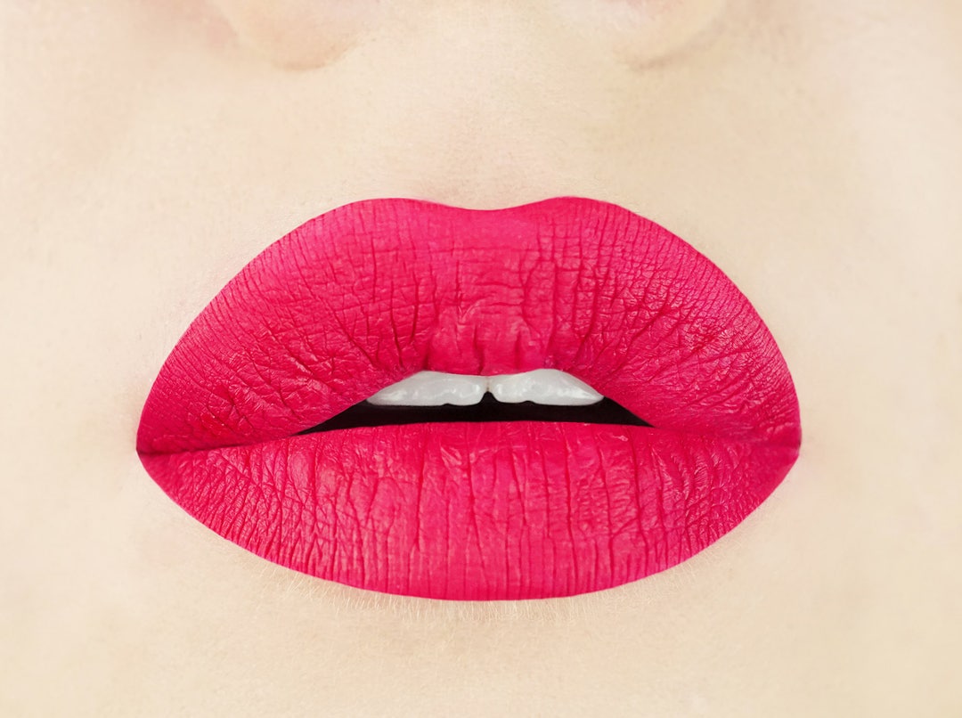 Neon Red Matte Liquid Lipstick. Magenta Red Lipstick, Bright Red Liquid ...