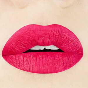 Neon Red Matte Liquid Lipstick. Magenta Red Lipstick, Bright Red Liquid ...