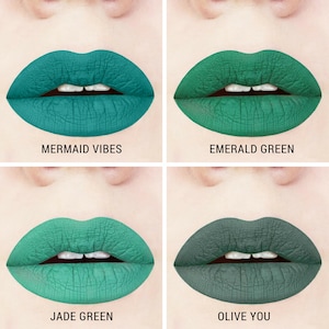 Green Matte Liquid Lipstick Bundle - Four Shades Handmade in Small ...