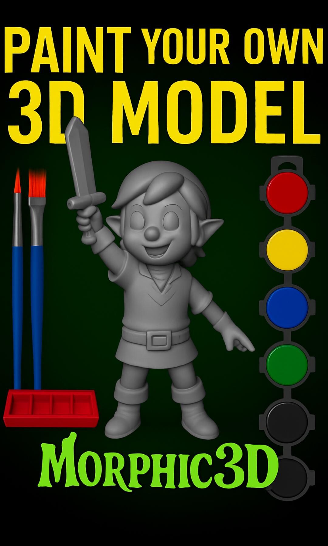 Paint Your Own 3D Toon Link Model Kit -legend of Zelda Craft Art ...