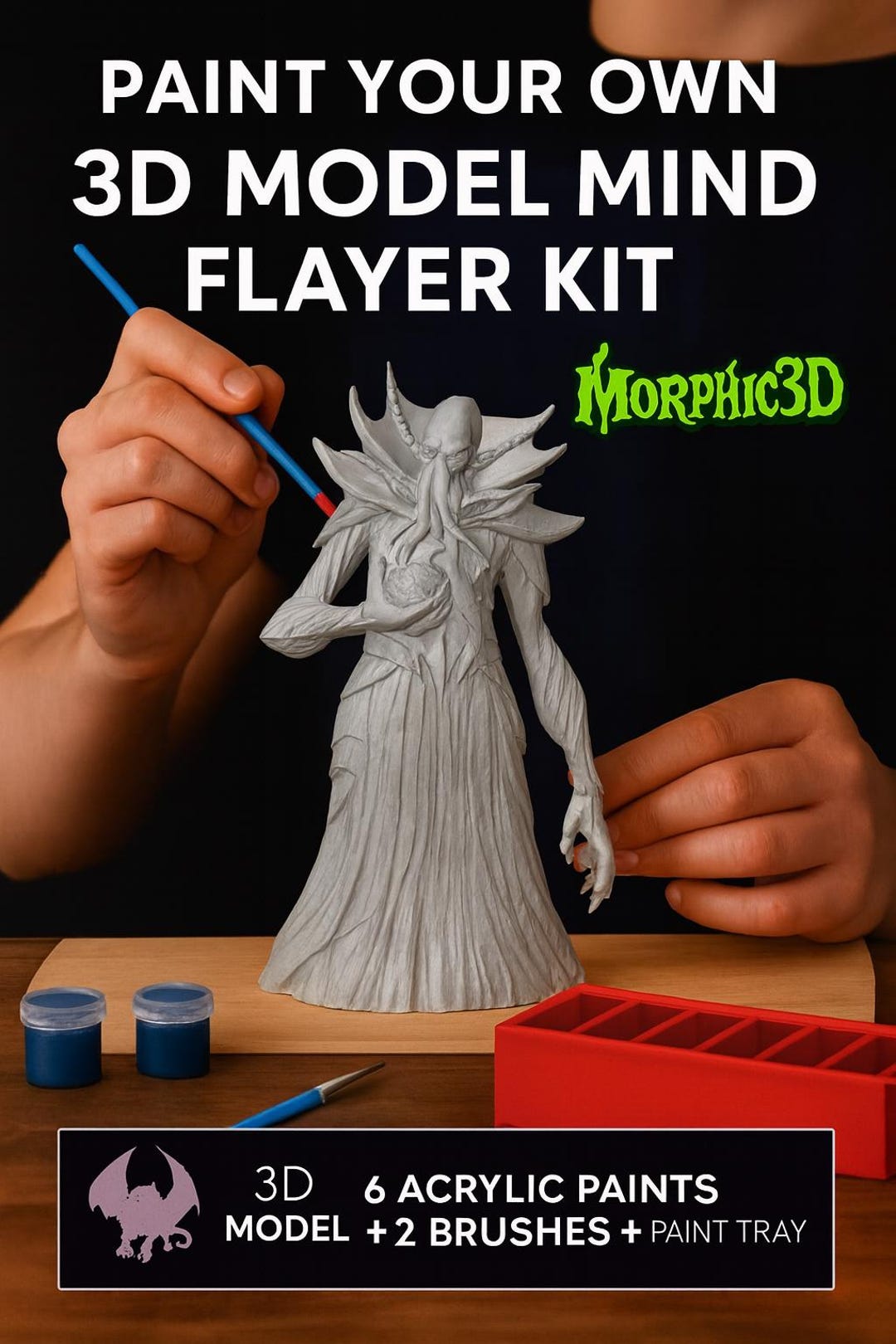 Paint Your Own 3D Model Mind Flayer Kit -fantasy Boss Craft Kit DND Art ...