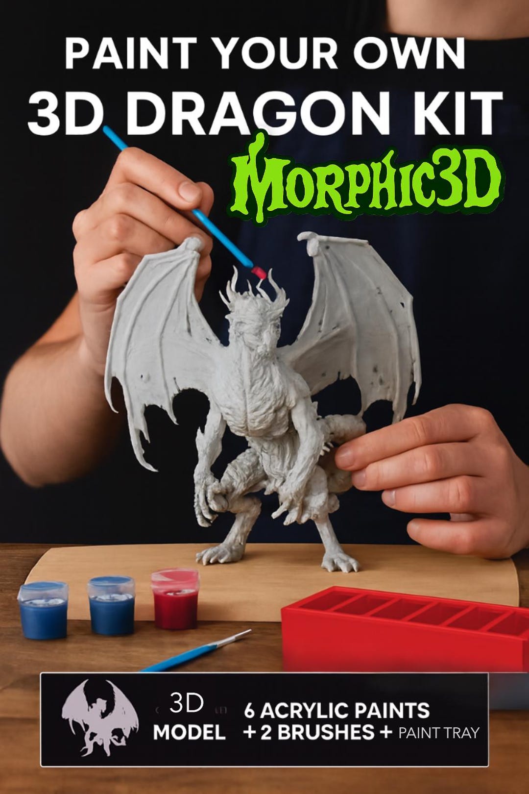 Paint Your Own 3D Dragon Model Kit -fantasy DIY Craft Kit DND Art ...