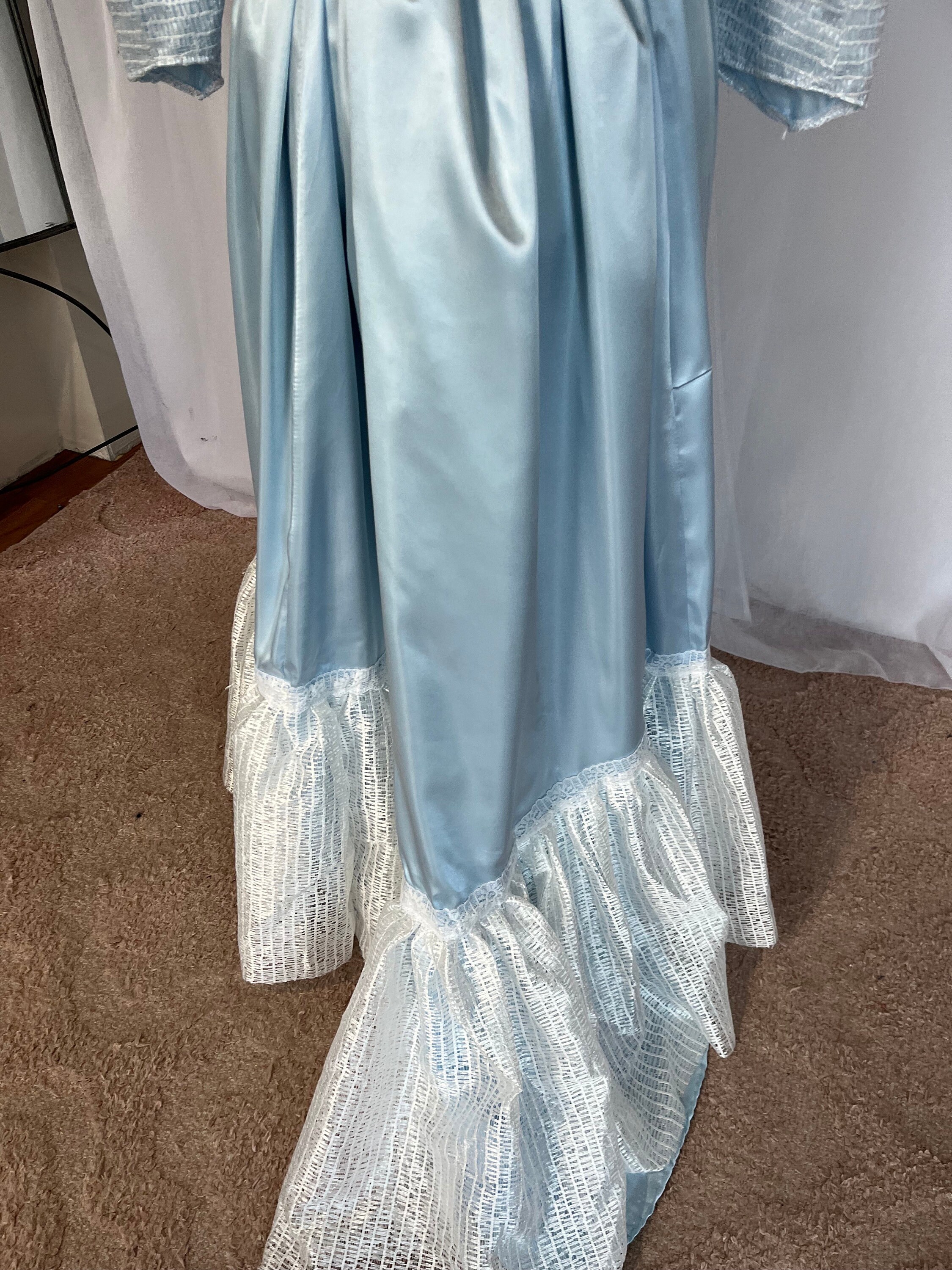 Baby Blue Satin With White Lace Victorian 2pc Gown - Etsy