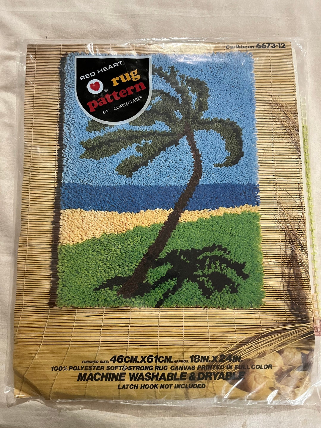 Red Heart Yarn Latch Hook Tapestry Kit Caribbean 1980's - Etsy