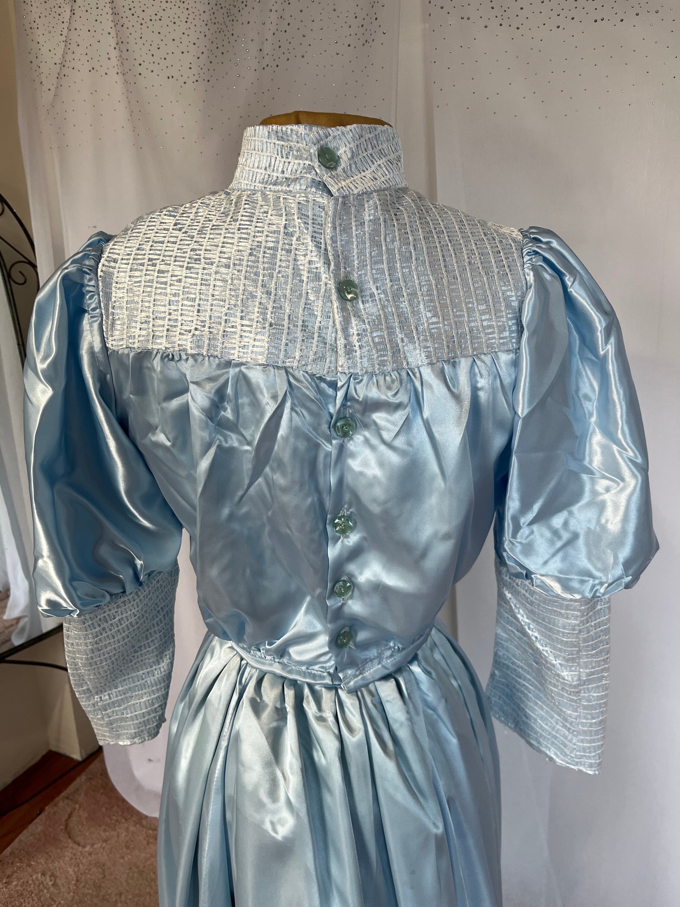 Baby Blue Satin With White Lace Victorian 2pc Gown - Etsy