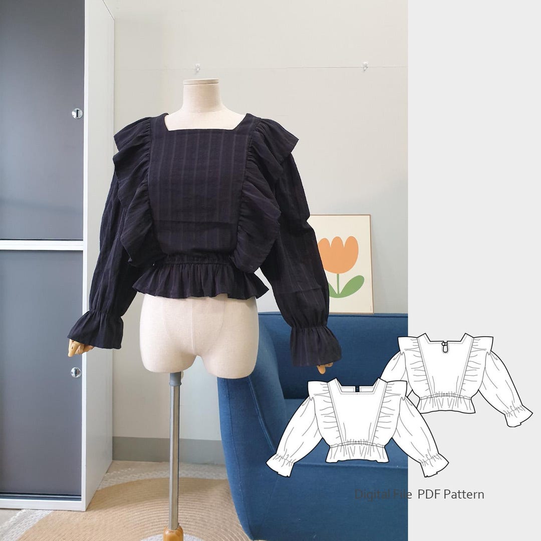 PDF Sewing Pattern / Crop Frill Blouse / Woman / 230918-S2 - Etsy
