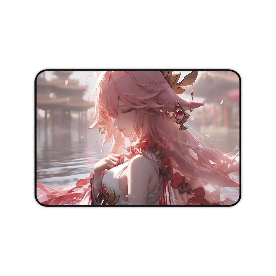 Yae Miko Genshin Impact Desk Mat, Gaming Desk Pad, Anime Mouse Pad ...