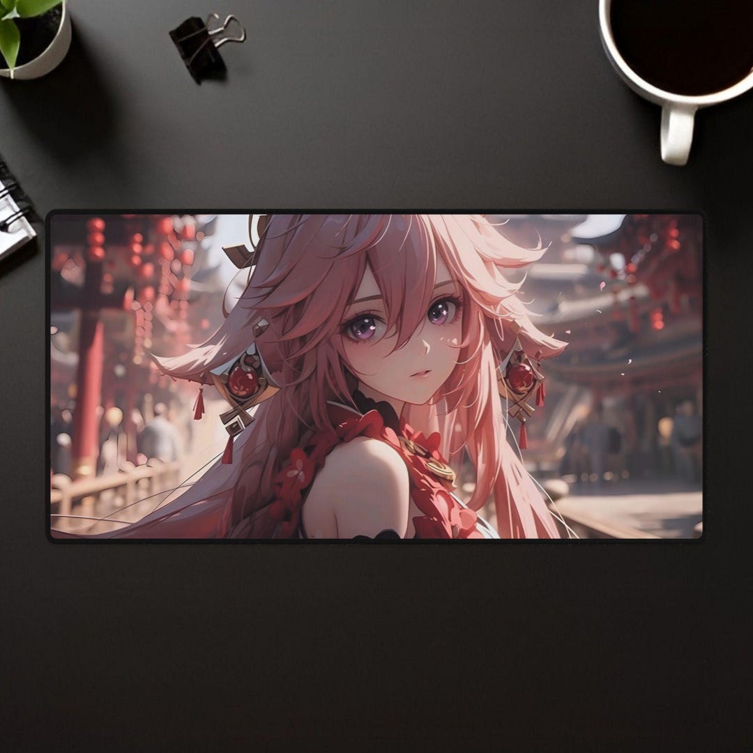 Yae Miko Genshin Impact Desk Mats - Gaming Mouse Pad, Anime Desk ...
