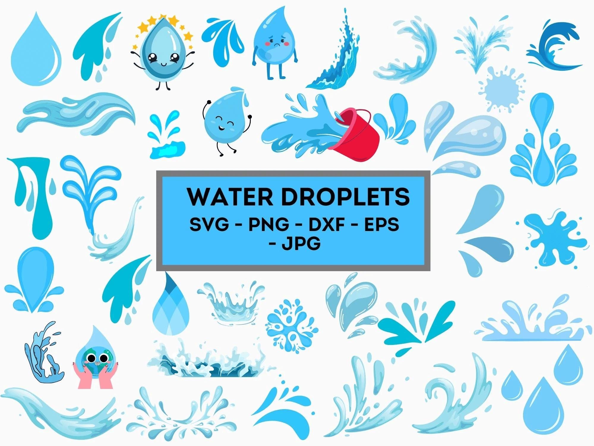 Water Drops Svg Png, Water Svg Bundle, Rain Drops Svg, Raining Svg ...
