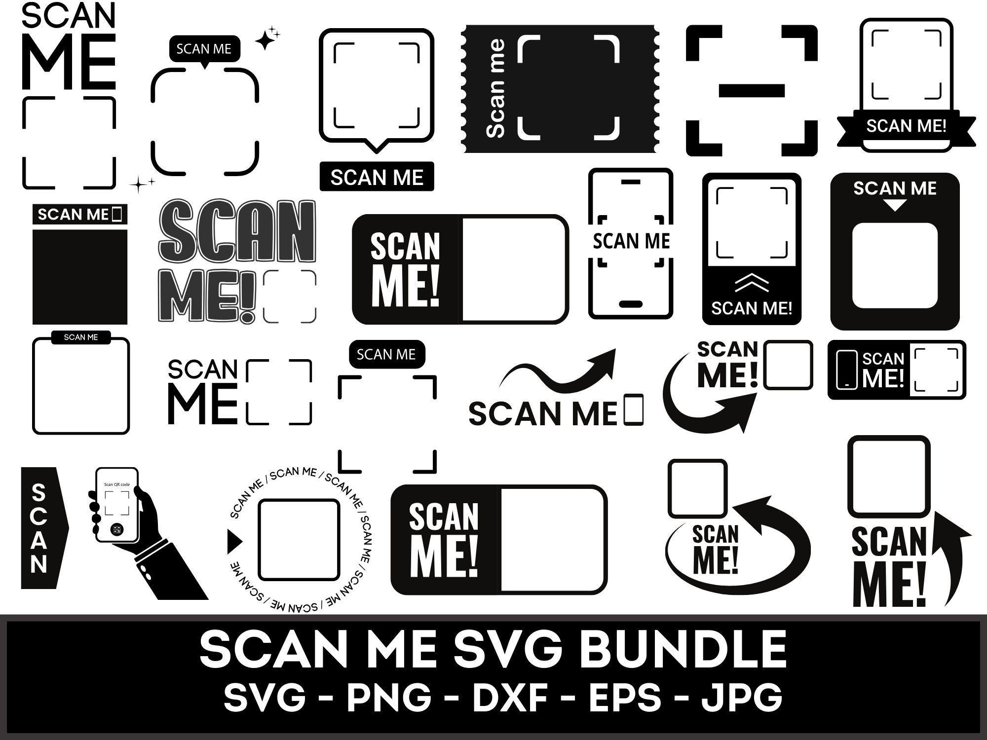 Scan Me SVG Bundle Frame QR Code Svg Cricut Icon Cut Files Border QR ...