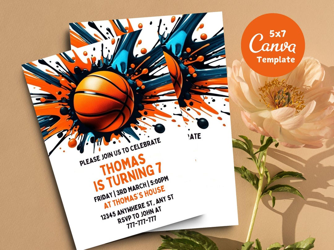 Editable Basketball Invitation Template,basketball Birthday Invitation ...