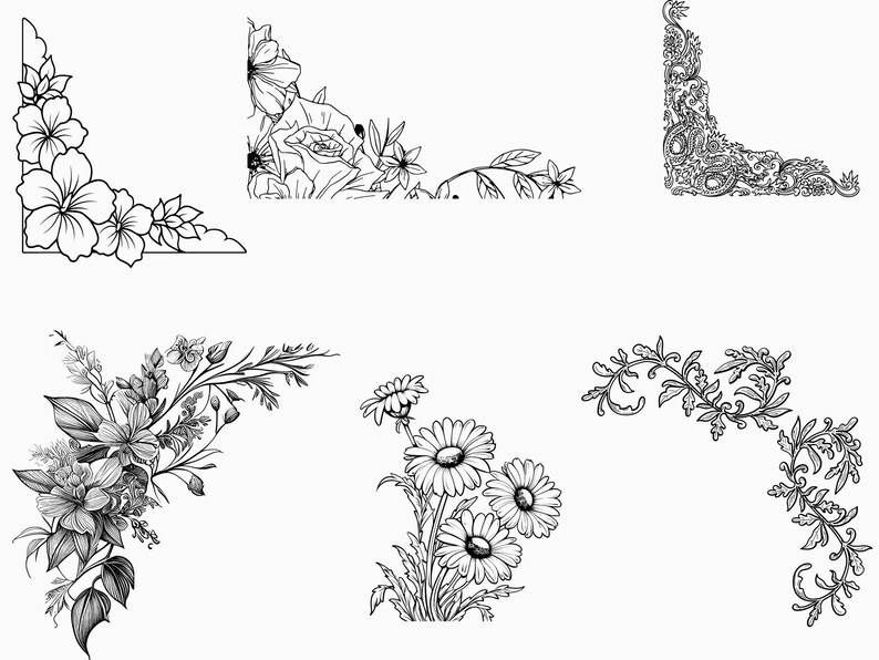 Corner Svg Bundle,floral Corner Svg Files,decorative Page Corner Svg ...