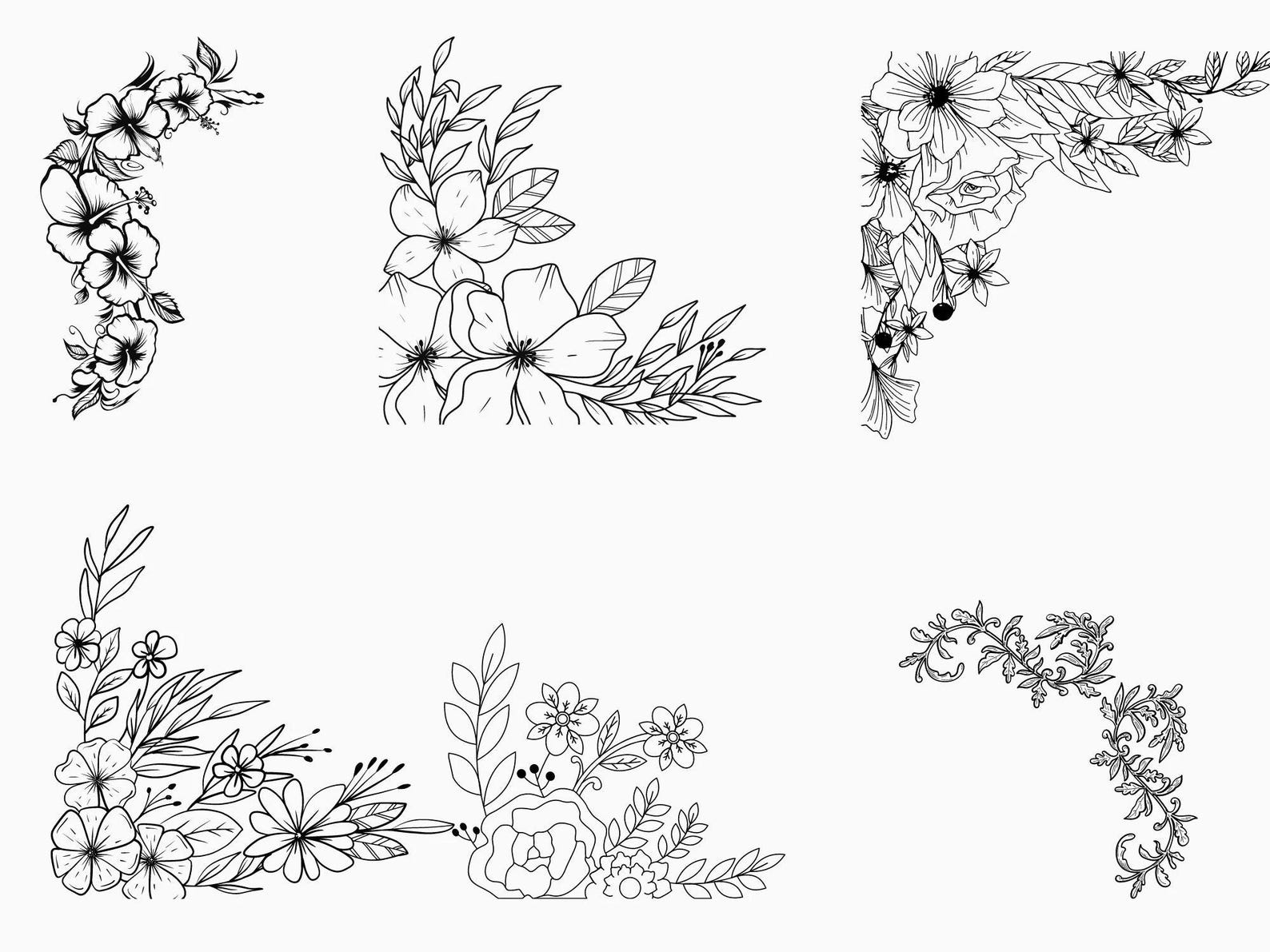 Corner Svg Bundle,floral Corner Svg Files,decorative Page Corner Svg ...