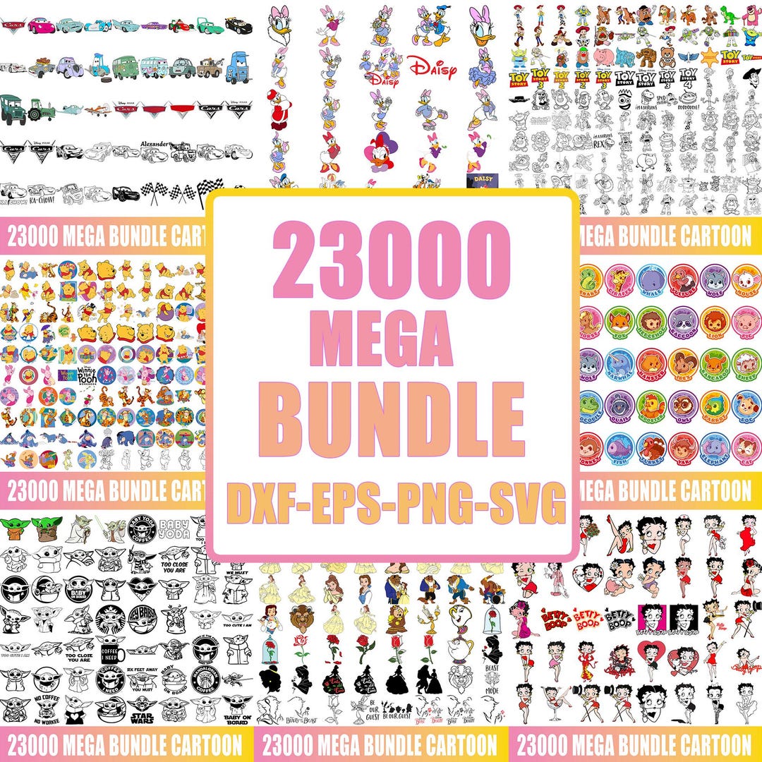 Whole Mega Cartoon Svg Bundle, Cartoon Mega Png, Silhouette, Cricut ...