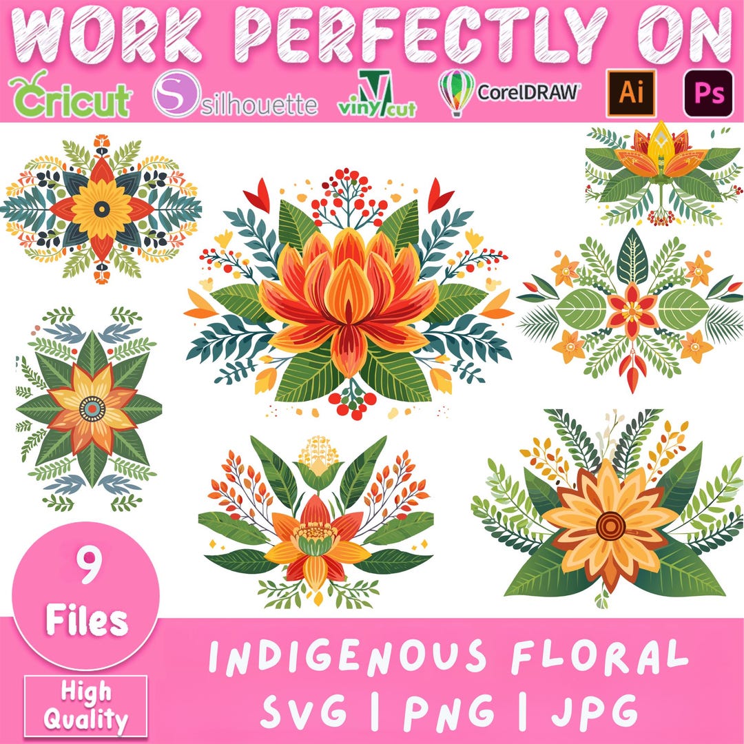 Indigenous Floral SVG Lotus Flower SVG Watercolor Floral SVG Woodland ...