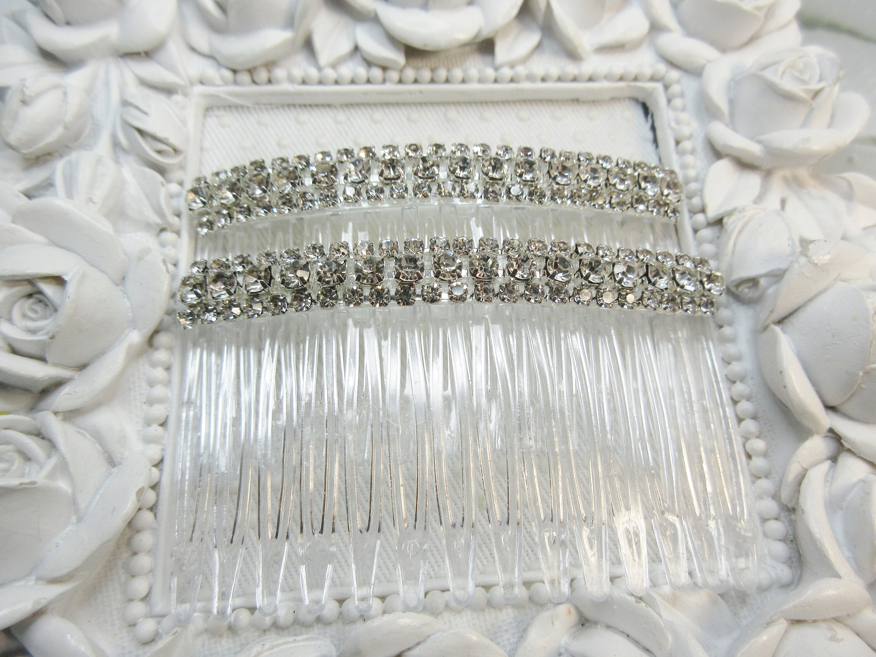 Triple Row Crystal Rhinestone side hair comb pair Side hair | Etsy