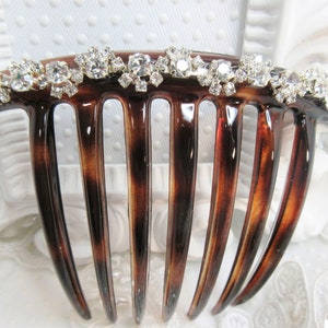 Made in France Rhodium Plated Crystal Floral Bridal French Comb ...