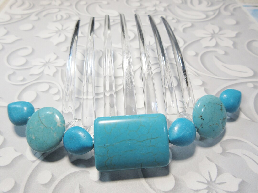 Howlite and Reconstituted Turquoise Southwestern French Hair Comb ...
