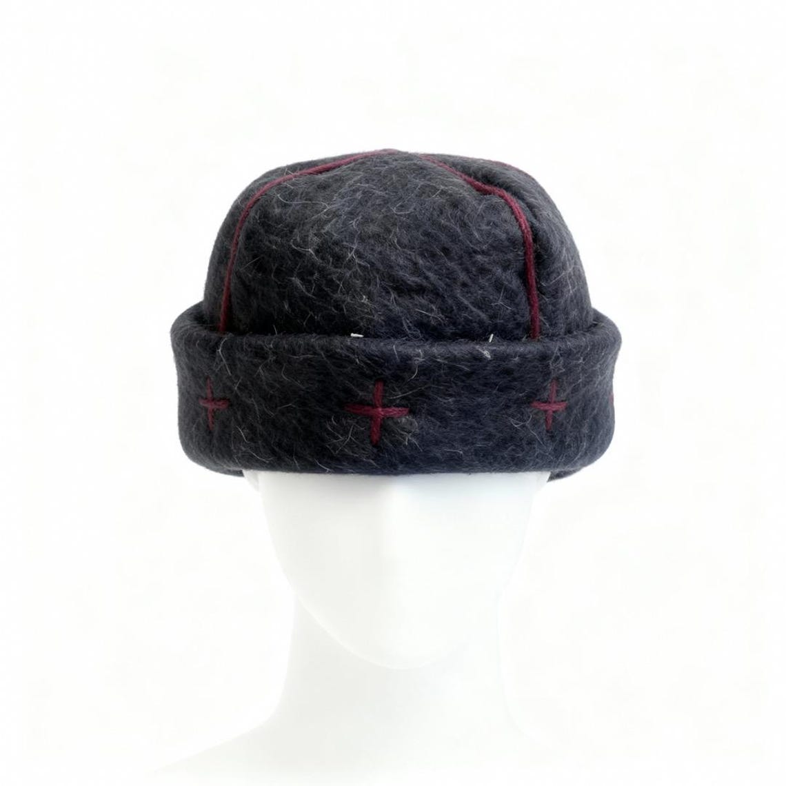 Handmade Felted Wool Skullcap – Georgian Traditional Hat With Red Cross ...