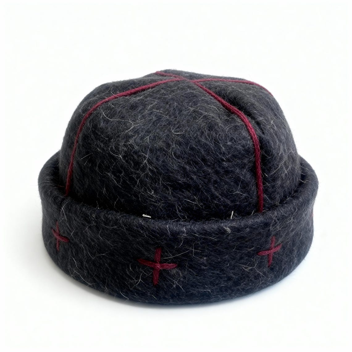 Handmade Felted Wool Skullcap – Georgian Traditional Hat With Red Cross ...
