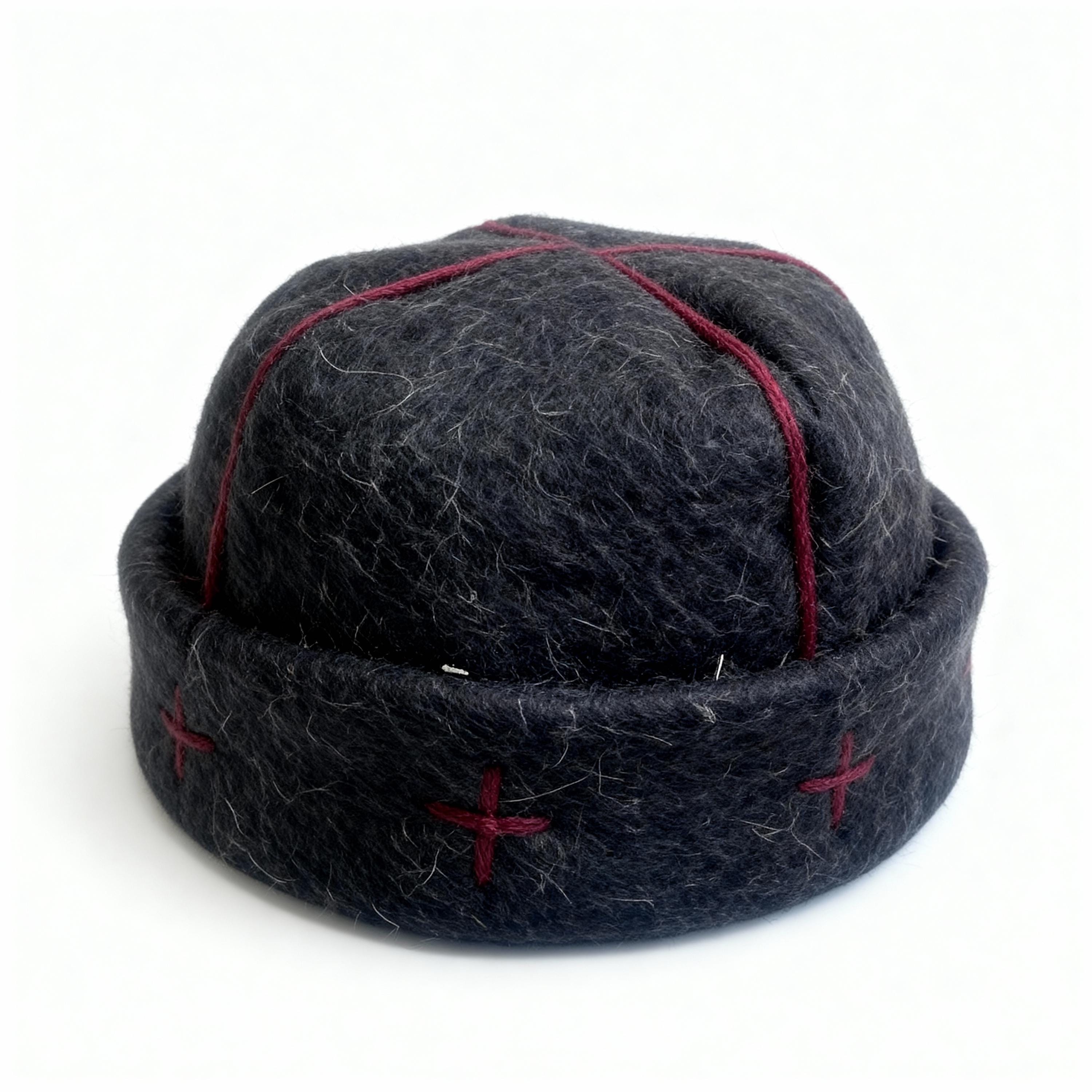Handmade Felted Wool Skullcap – Georgian Traditional Hat With Red Cross ...