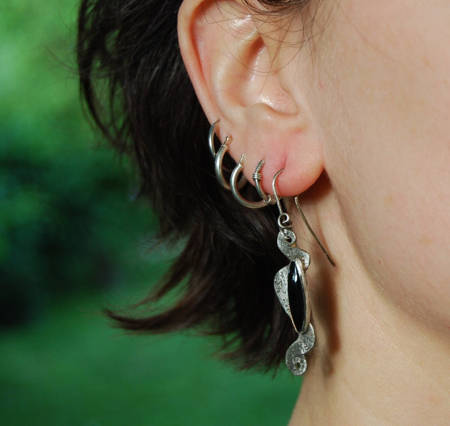 Snake Scroll Handmade Sterling Black Hypersthene Fleur De Lis Earrings ...