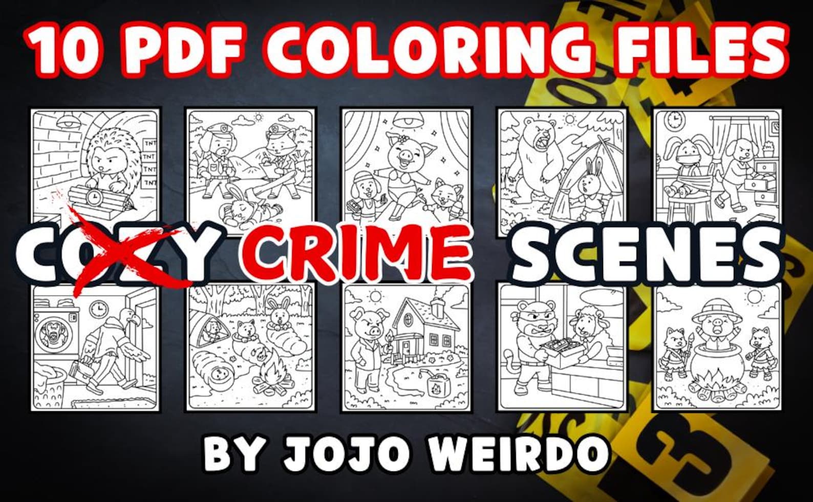 Cozy Crime Scenes : Livre De Coloriage Relaxant Et Mignon D'humour Noir ...