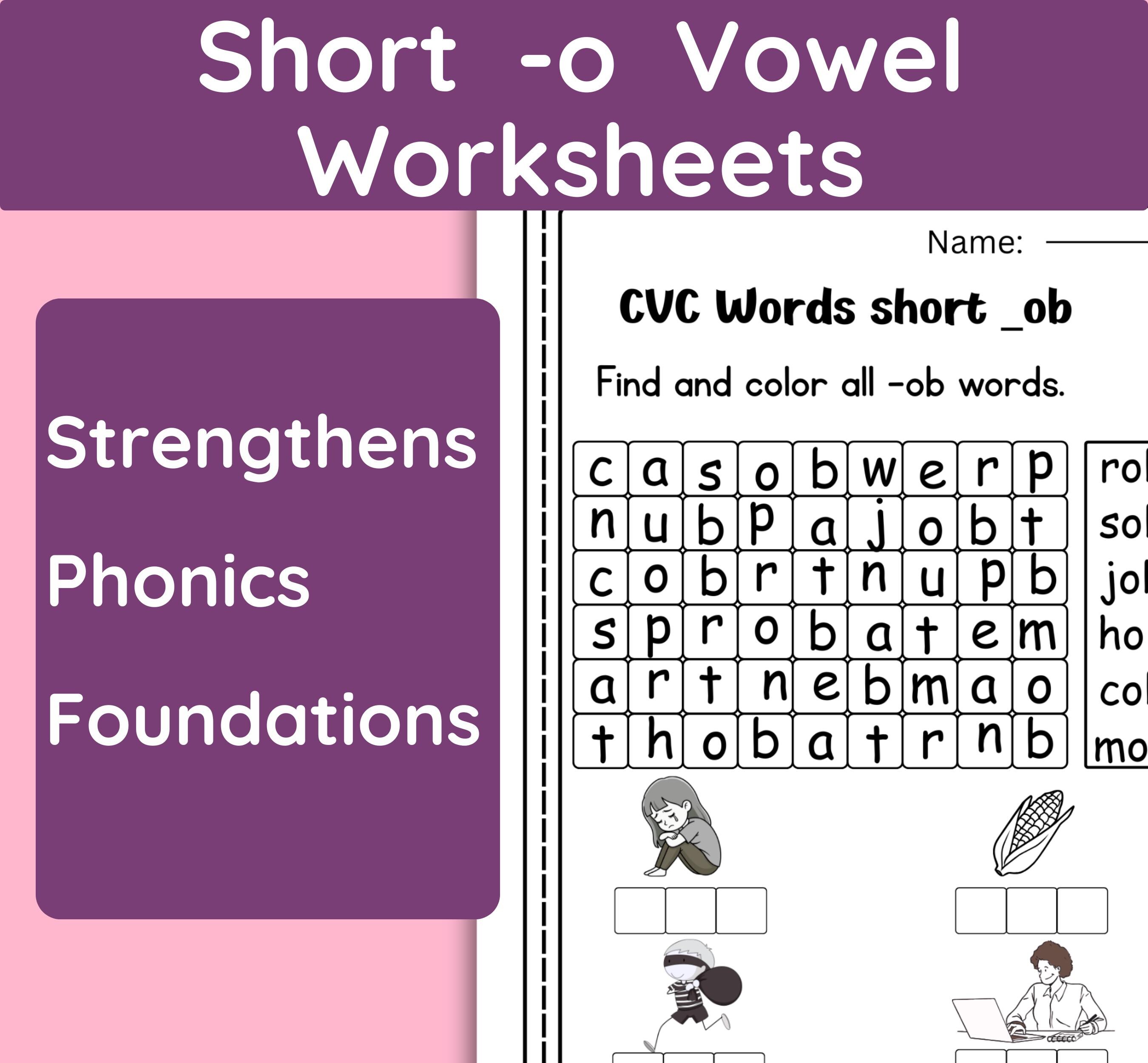 Short Vowel O CVC Worksheets | Kindergarten Phonics Activities | Early ...