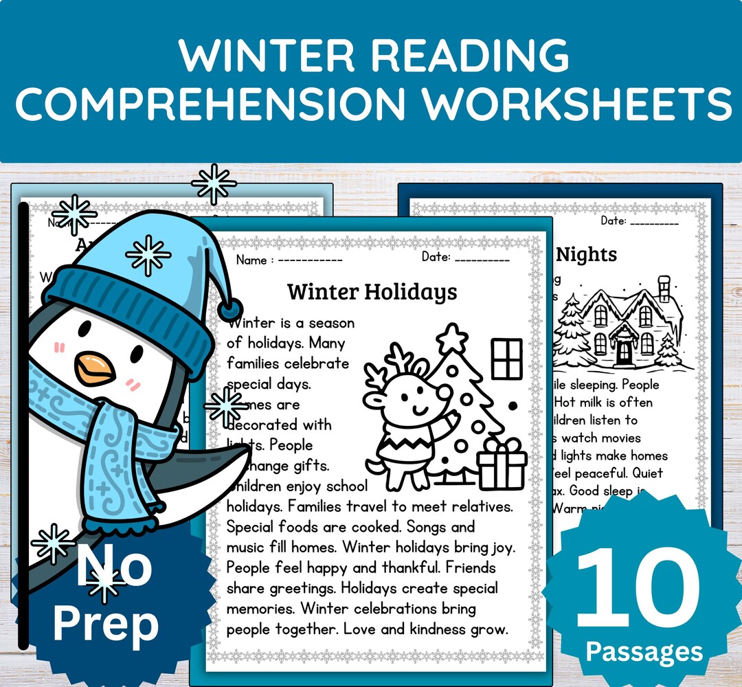Winter Reading Comprehension Worksheets | 10 Passages With Questions ...