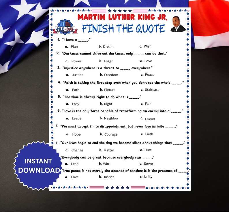 Martin Luther King Jr. Finish the Quote | MLK Day Activity | Black ...