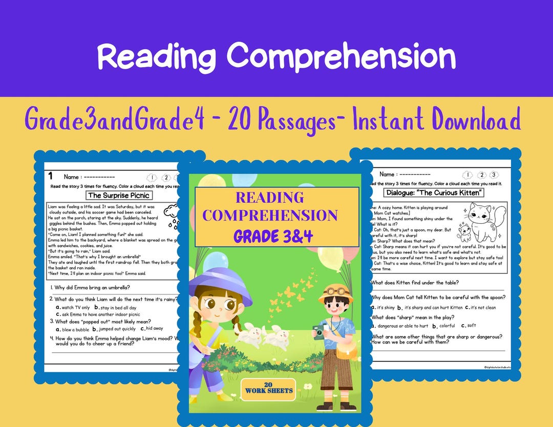 Grade 3 & 4 Reading Passages With Questions | 20 Printable Worksheets ...
