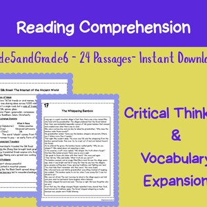 Reading Comprehension Worksheets Grade 5 & 6 | Printable Passages With ...