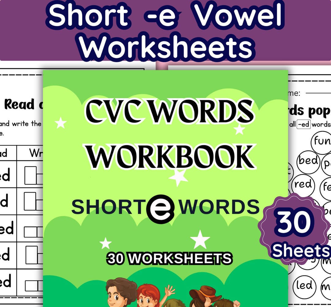 Short Vowel E CVC Words Worksheets | Kindergarten Phonics Activities ...