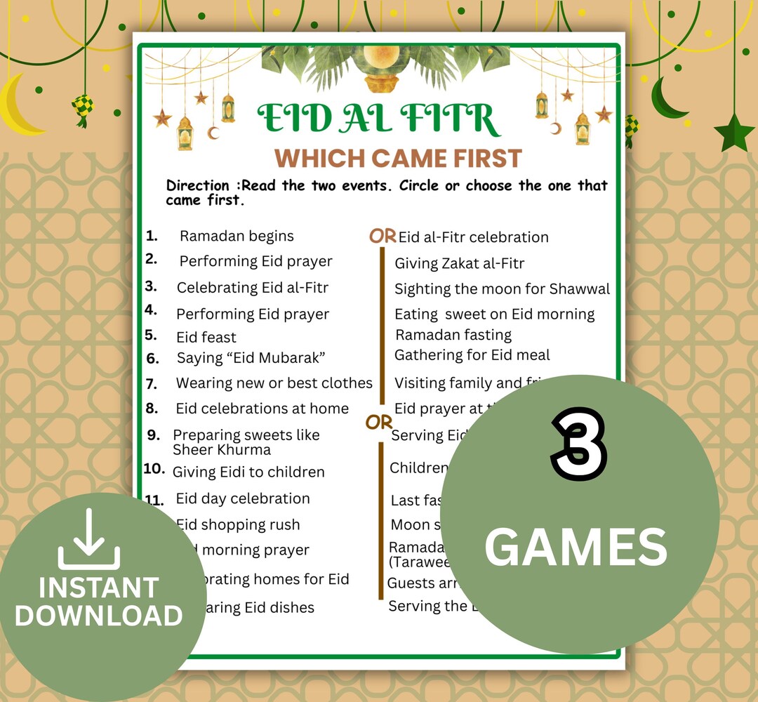 Jeu Eid al Fitr, qui est arrivé en premier à imprimer | Fête de l'Aïd ...
