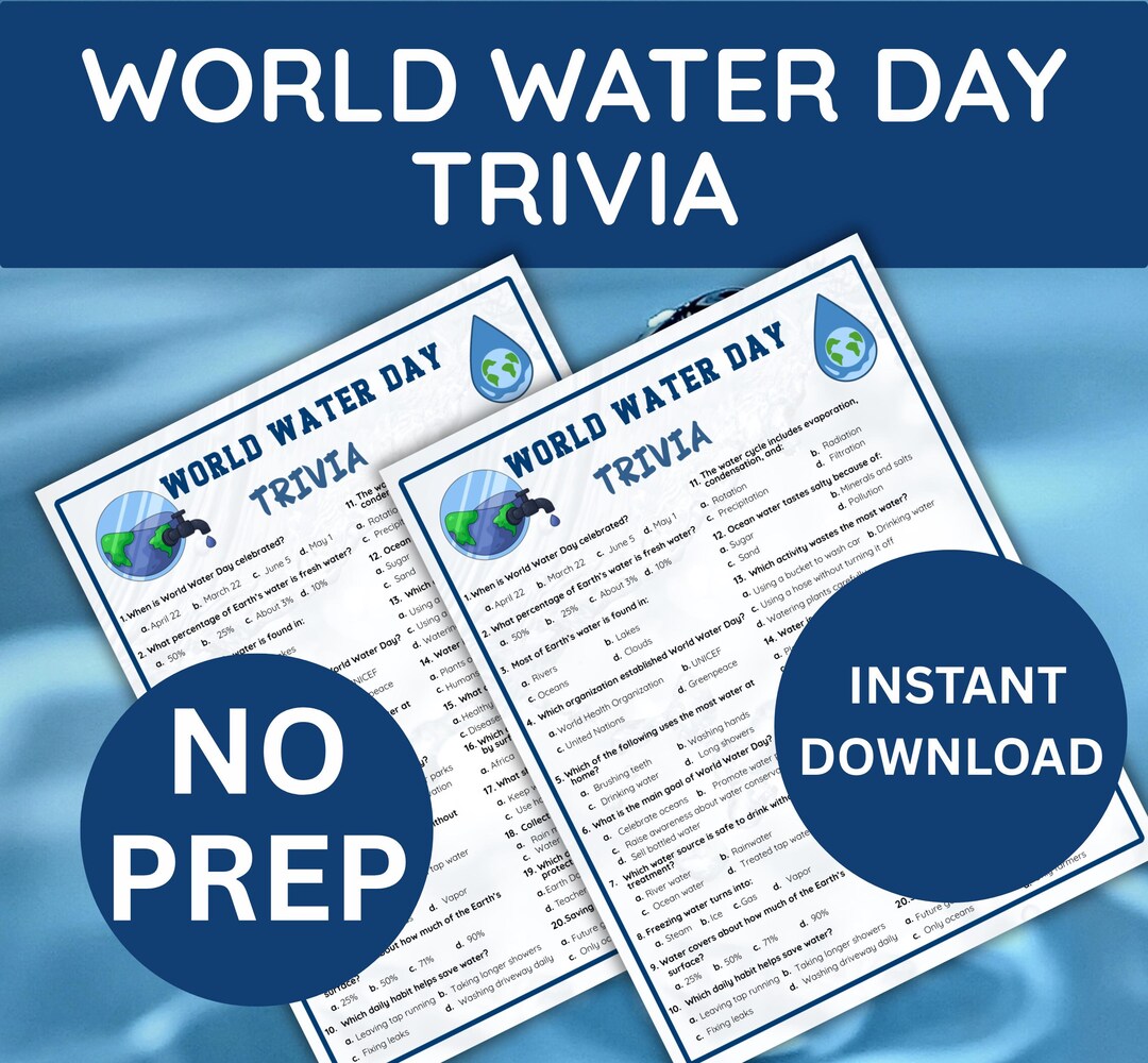 World Water Day Trivia Game | 20 Mcqs | March 22 Classroom Activity ...
