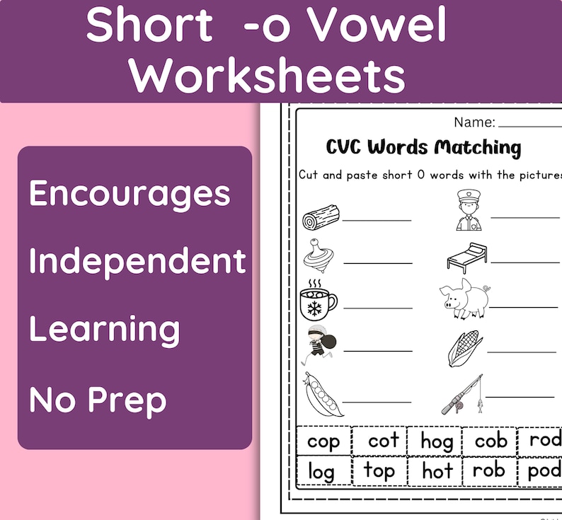 Short Vowel O CVC Worksheets | Kindergarten Phonics Activities | Early ...