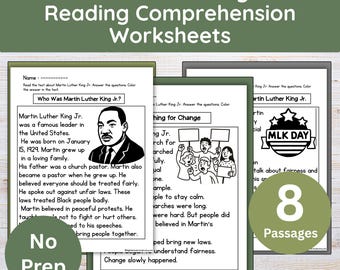 Martin Luther King Jr Reading Comprehension Worksheets | MLK Day ...