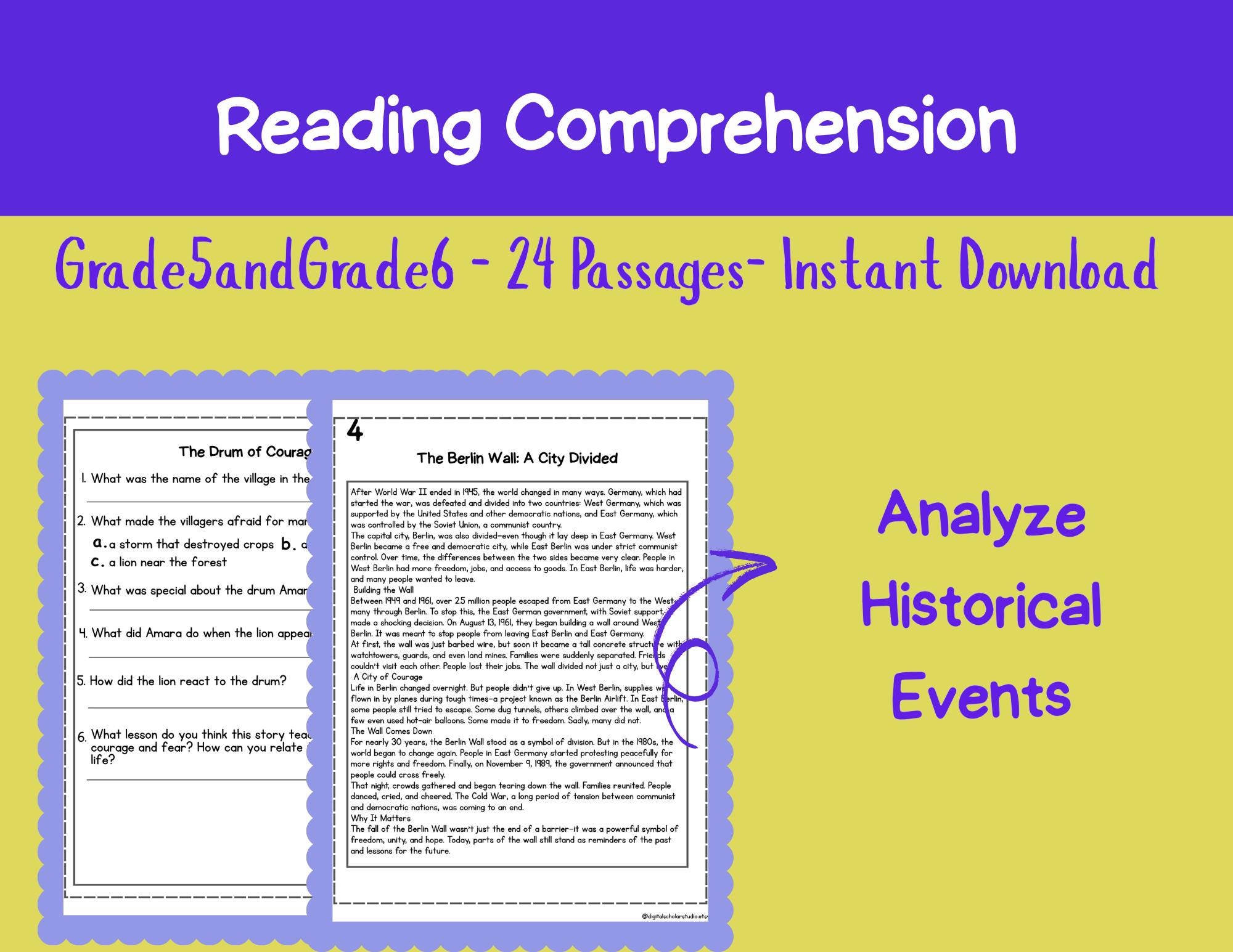 Reading Comprehension Worksheets Grade 5 & 6 | Printable Passages With ...