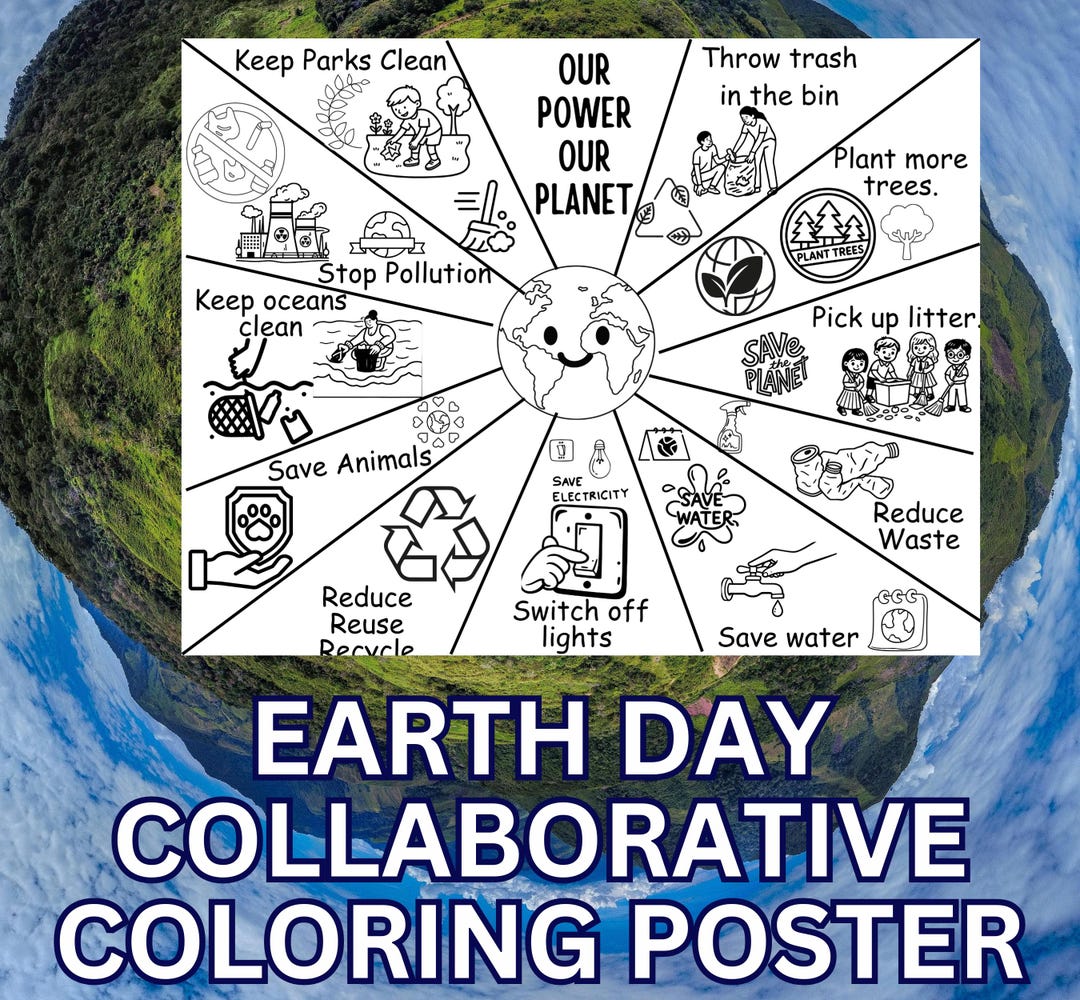 Earth Day Collaborative Coloring Poster | Printable Group Coloring ...