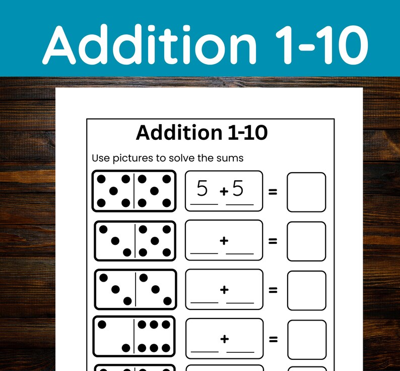 10 Printable Addition Fill in the Blanks Worksheets (numbers 1-10) for ...