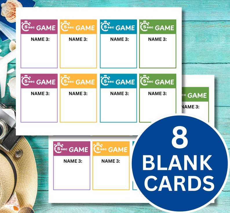5 Seconds Summer Game Printable | Quick Thinking Party Activity for ...