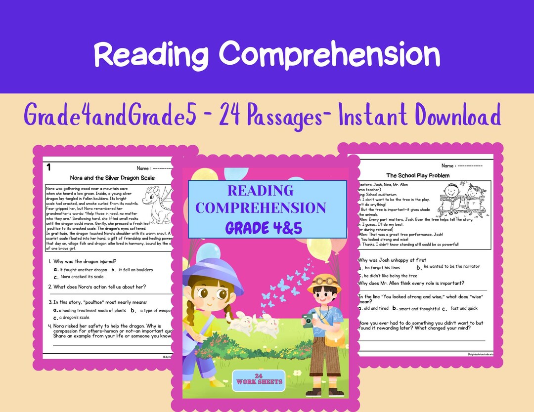 Grade 4–5 Reading Comprehension Practice Worksheets | Fiction ...