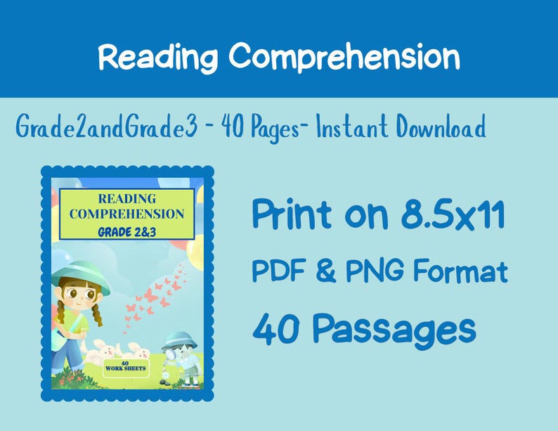 40 Reading Comprehension Passages for Grade 2 & 3 | Printable Fluency ...