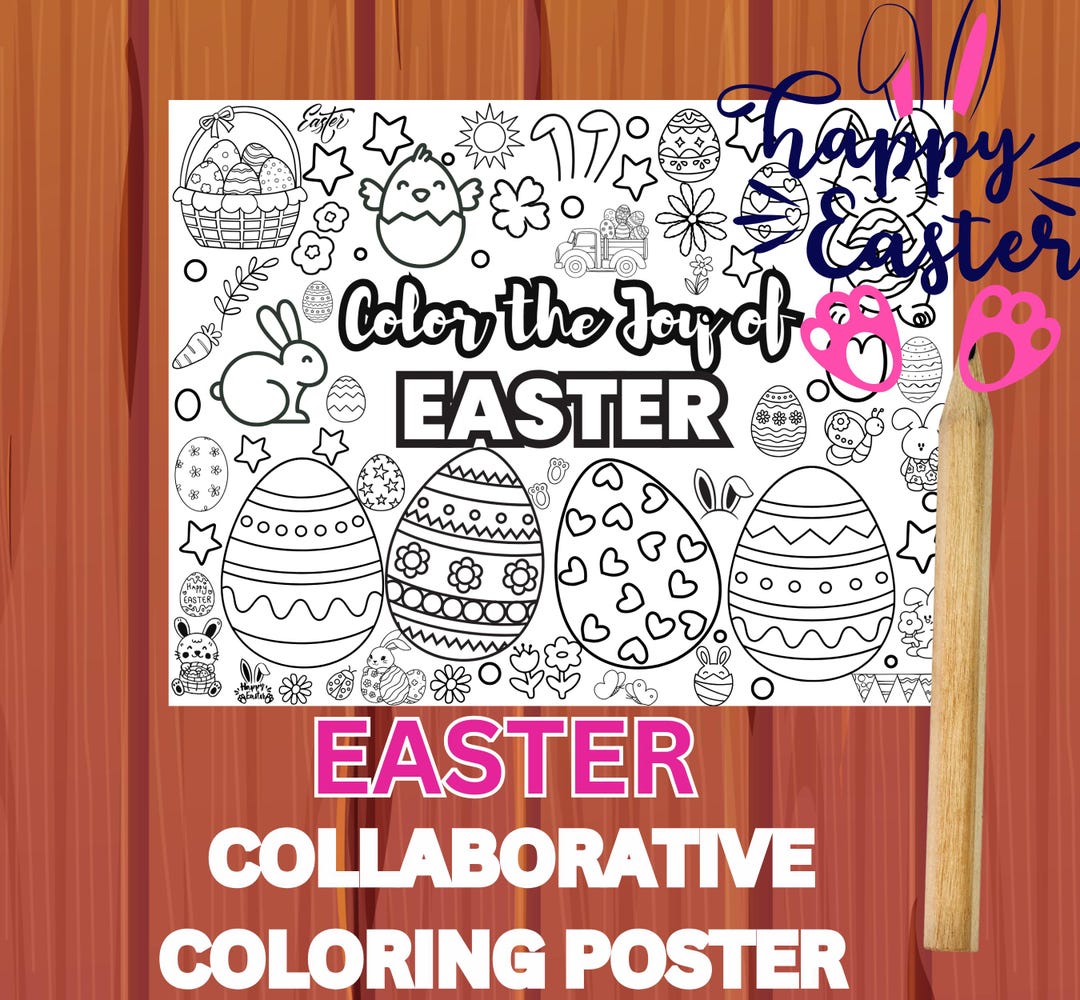 Easter Collaborative Coloring Poster | Happy Easter Group Coloring ...