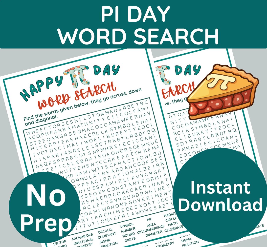 Pi Day Word Search | Fun Math Vocabulary Puzzle | March 14 Classroom ...