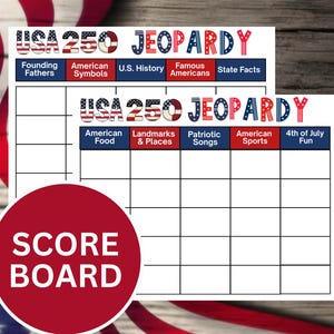 USA250 Jeopardy Game Printable | America 250 Trivia Party Game for 4th ...