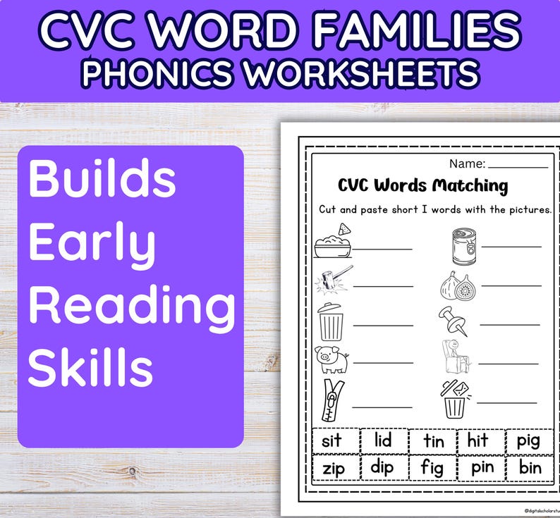 CVC Word Families Worksheets | a E I O U Phonics Worksheets Mega Bundle ...