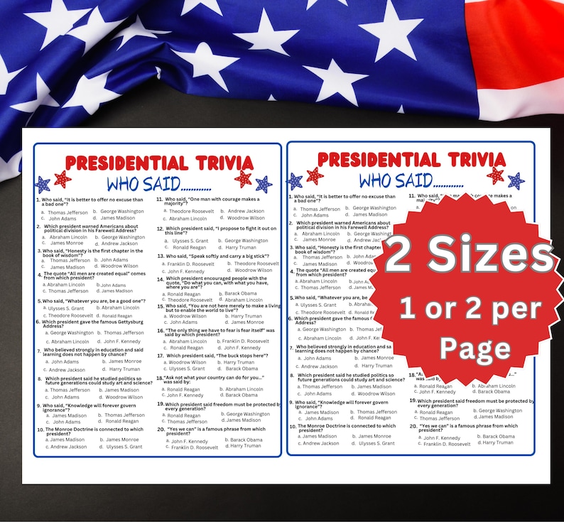 Presidents’ Day Trivia Questions | Famous Presidential Quotes Mcqs | U ...