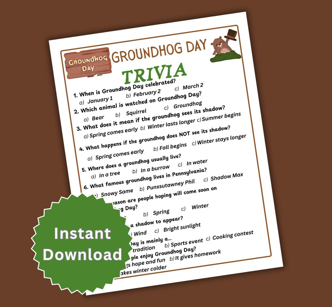 Groundhog Day Trivia Game : Fun Facts, Shadows & Seasonal Surprises - Etsy